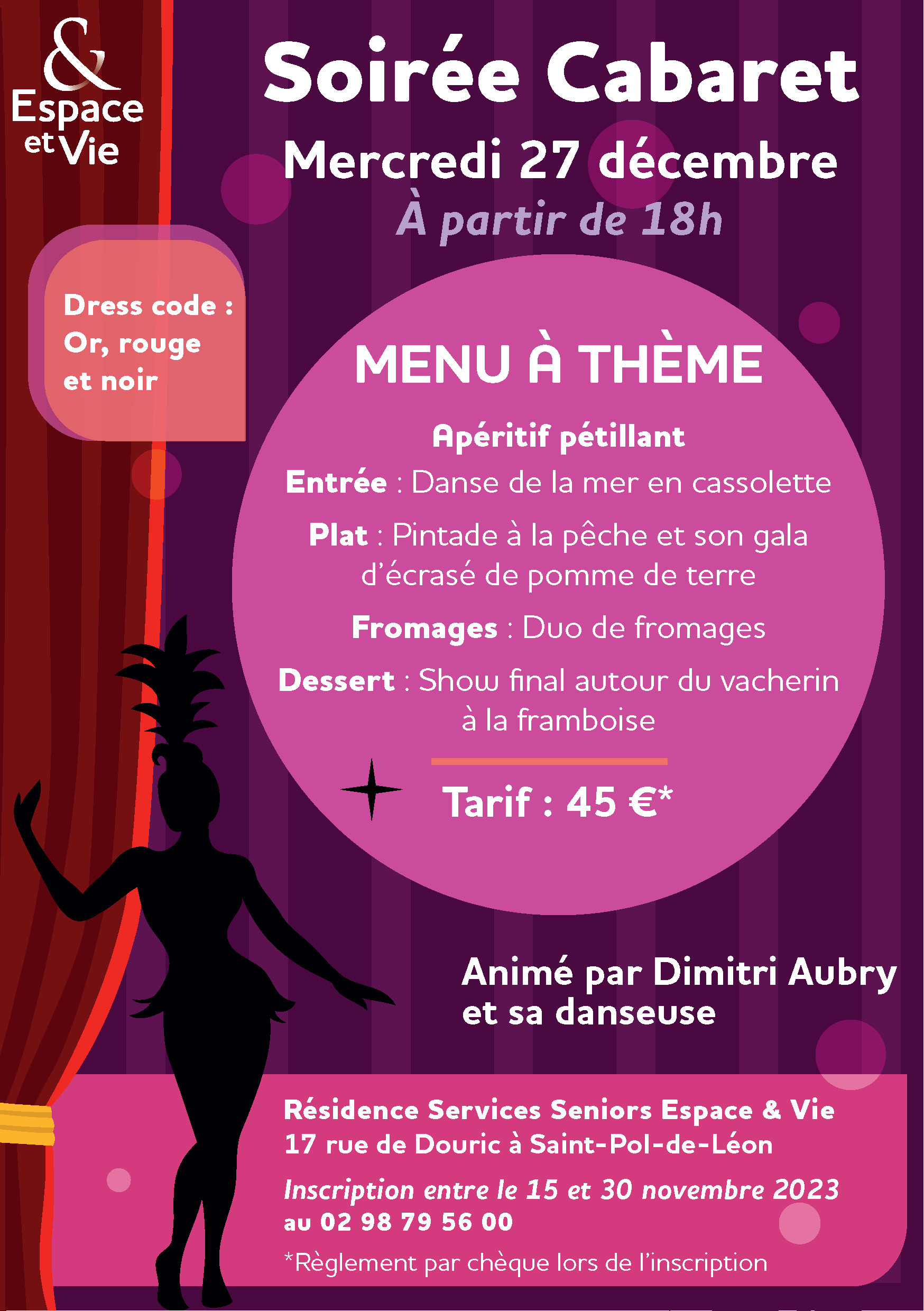 Soirée Cabaret : rendez-vous le 27 décembre - Espace et Vie
